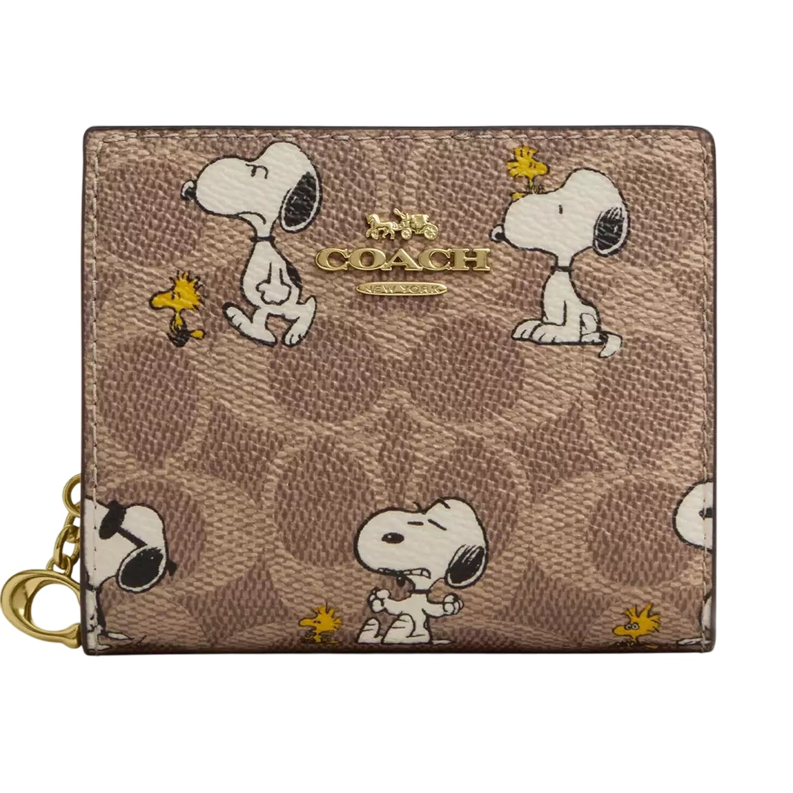Ví nâu Coach X Peanuts Snap Wallet In Signature Canvas With Snoopy ...