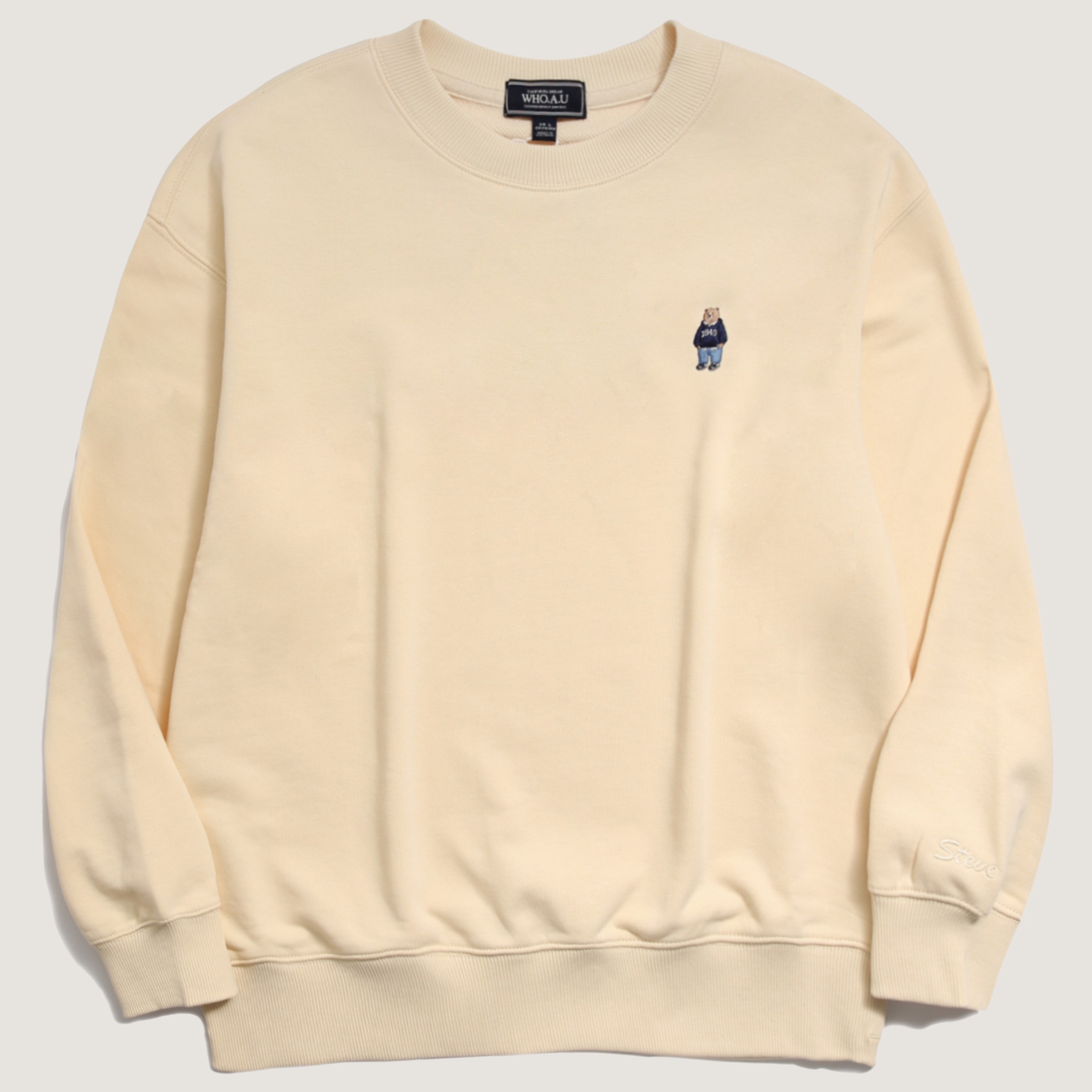 Áo nỉ gấu Who.Au Steve Embroidery Sweatshirt Korea WHMWD1218U