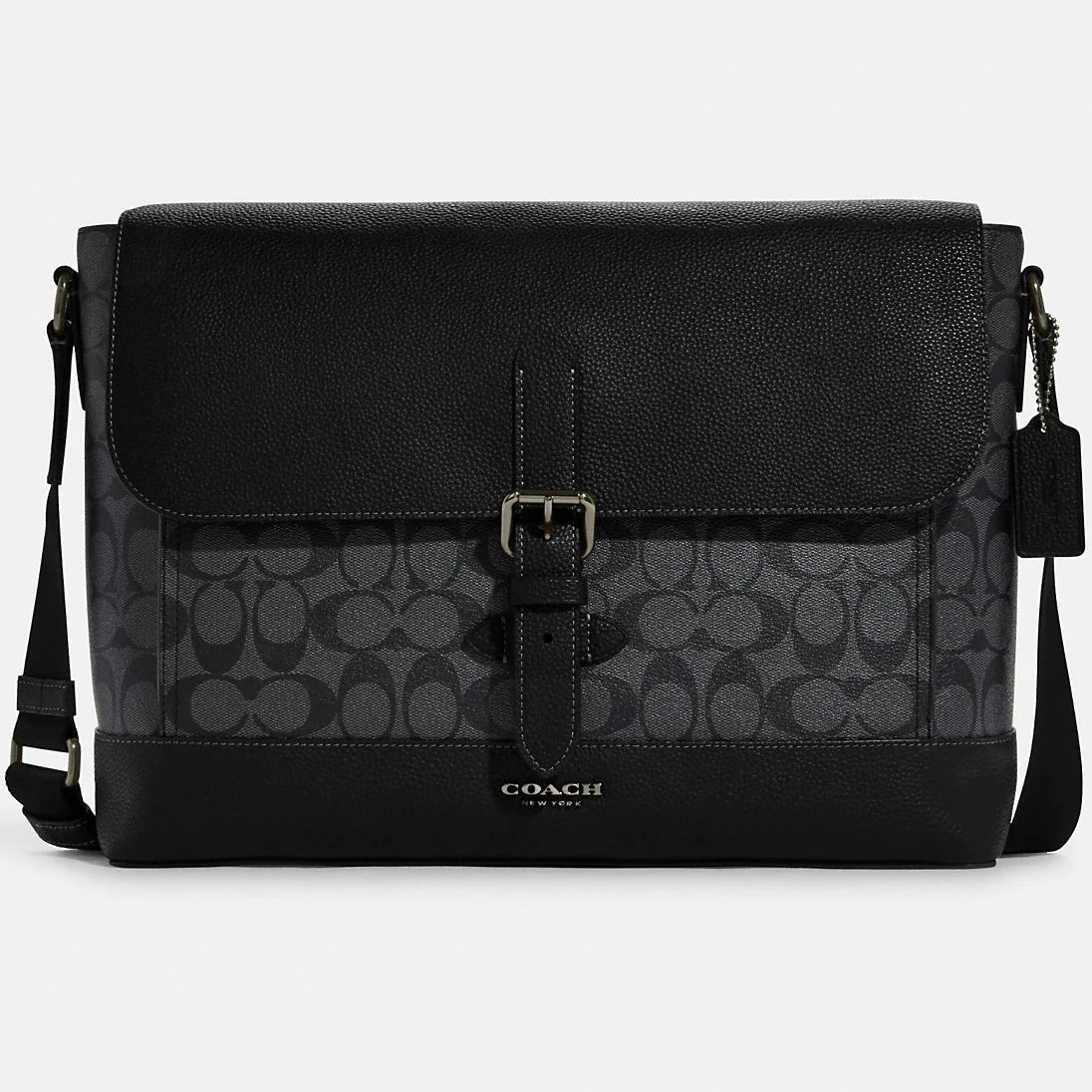 Túi Coach nam Hudson Messenger In Charcoal Signature Canvas