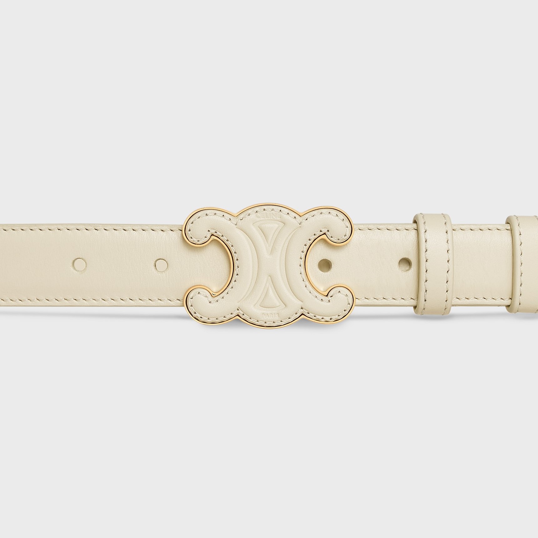 Dây lưng Celine White Medium Cuir Triomphe Buckle With Collar Stud Belt ...